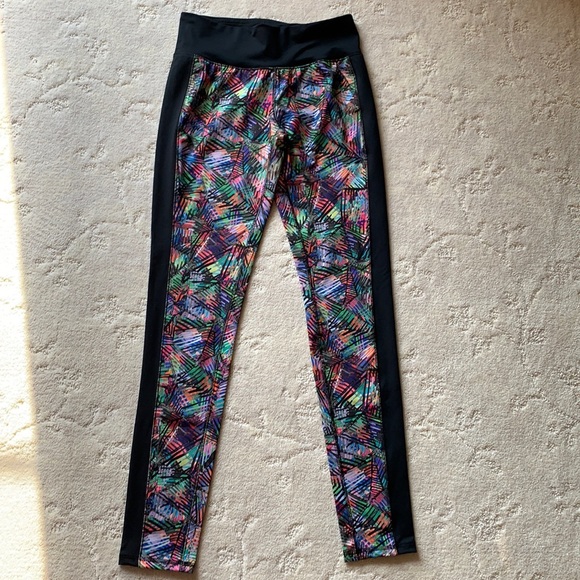 Pants & Jumpsuits | Nwot Black Neon Bright Color Yoga Pants | Poshmark
